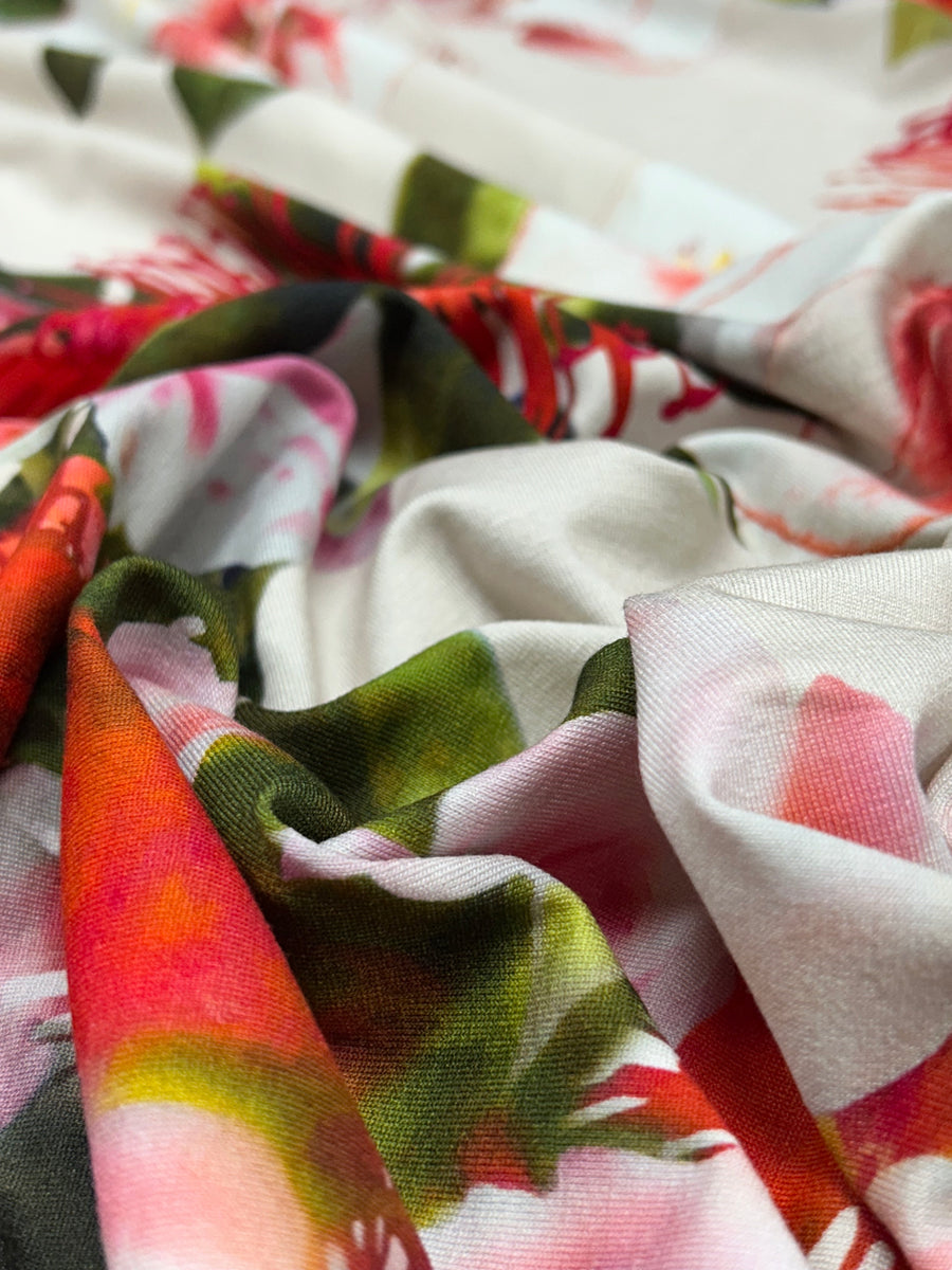 RVK-8013W FLORAL PRINT VISCOSE LYCRA KNIT. ITALY – Elliott Berman Textiles