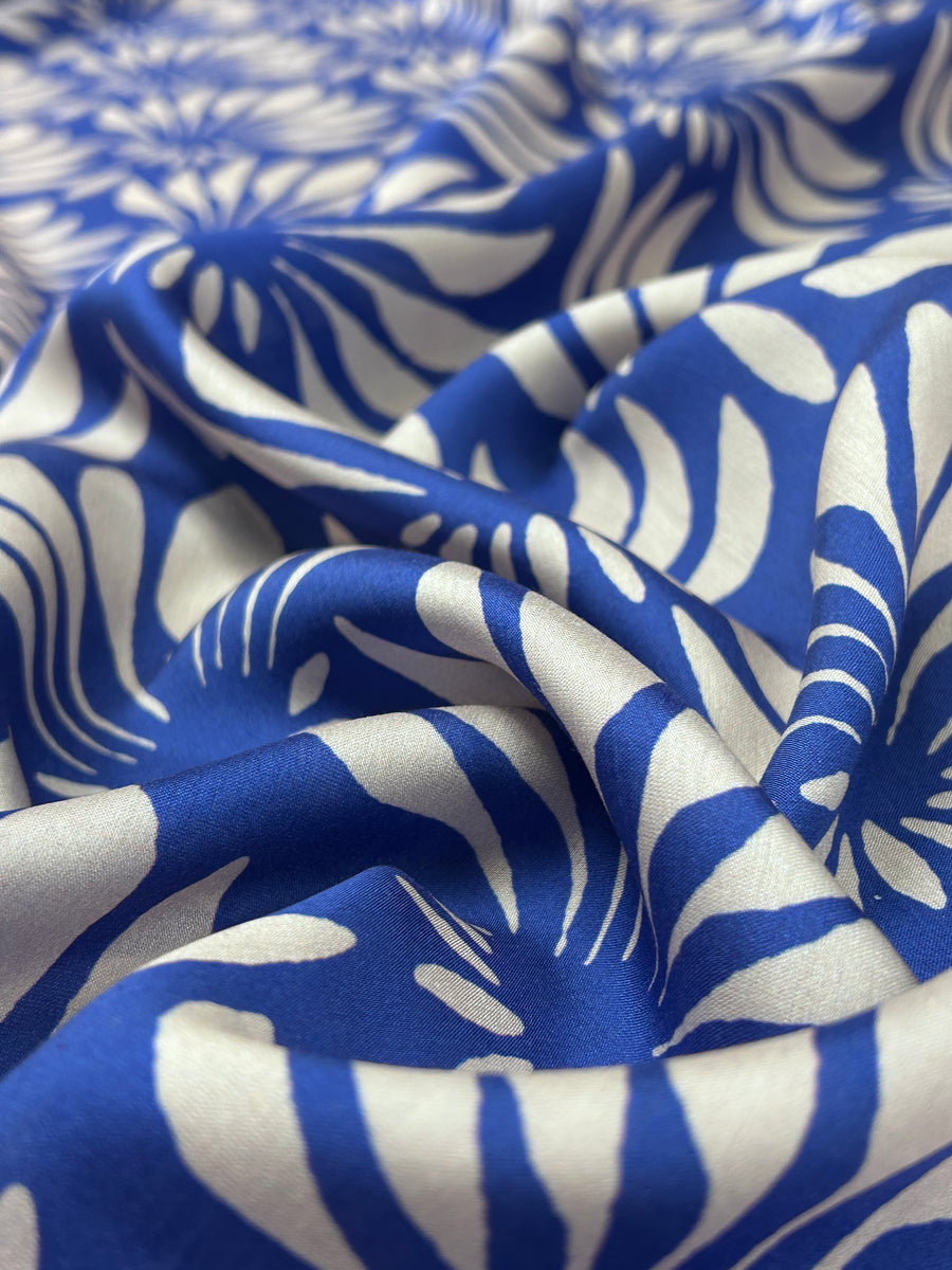 S-8026W PETALS PRINT SILK VISCOSE CHARMEUSE. ITALY – Elliott Berman Textiles