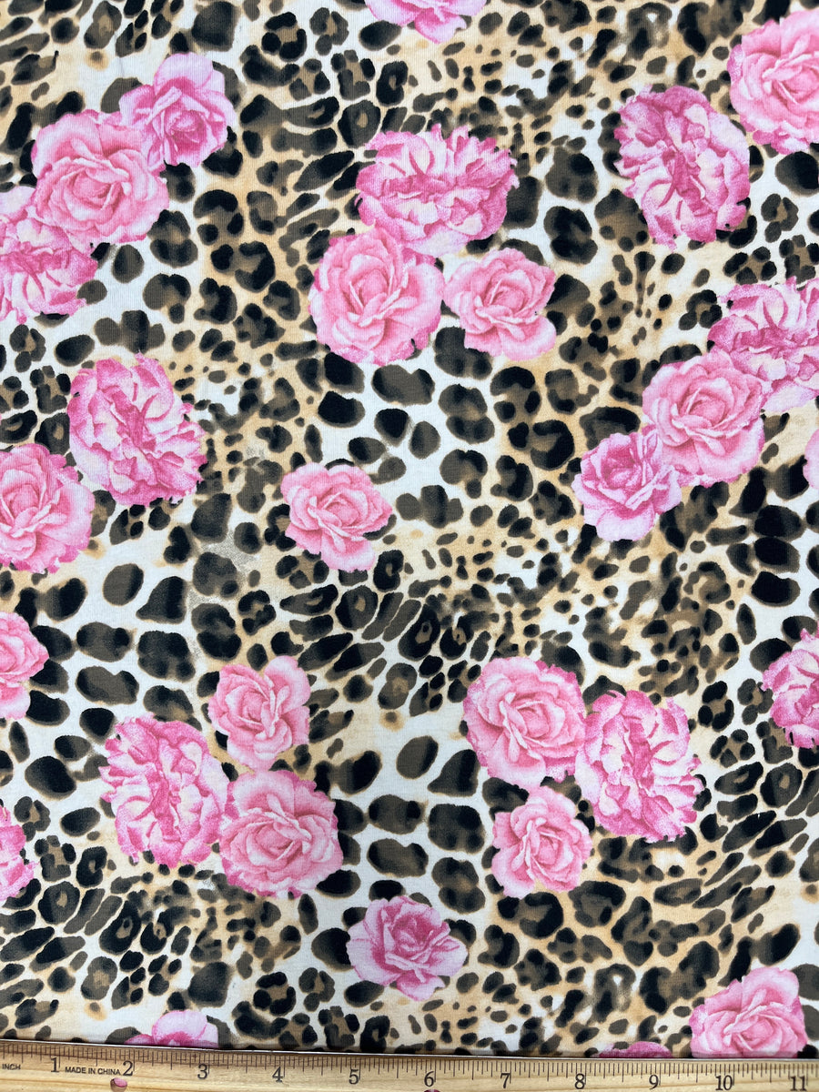 CK-7848W FLORAL LEOPARD PRINT COTTON KNIT. ITALY – Elliott Berman Textiles