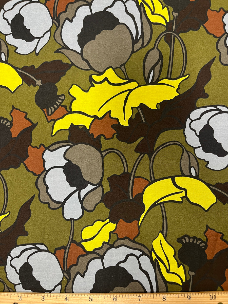 S-7951W OUTLINED POPPY PRINT SILK COTTON. ITALY – Elliott Berman Textiles